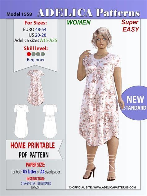 Adelica Pattern 1558 Plus Size Dress Sewing Patterns Boho Fashion