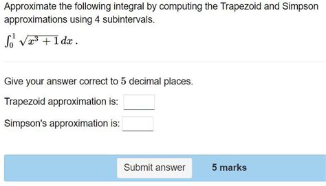 Solved Approximate The Following Integral By Computing The Chegg Com