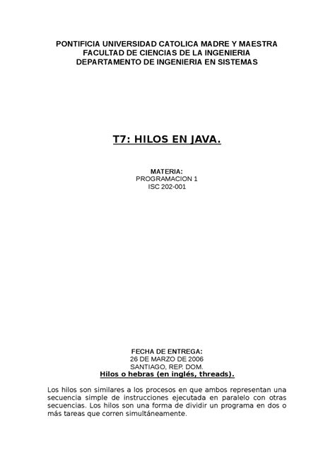 Hilos En Java Apuntes Programación Docsity