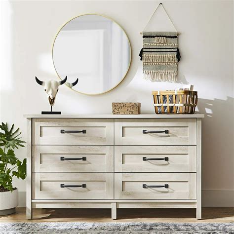 Better Homes And Gardens Modern Farmhouse 6 Drawer Dresser Rustic Whi