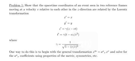 Solved Problem 1 Show That The Spacetime Coordinates Of An