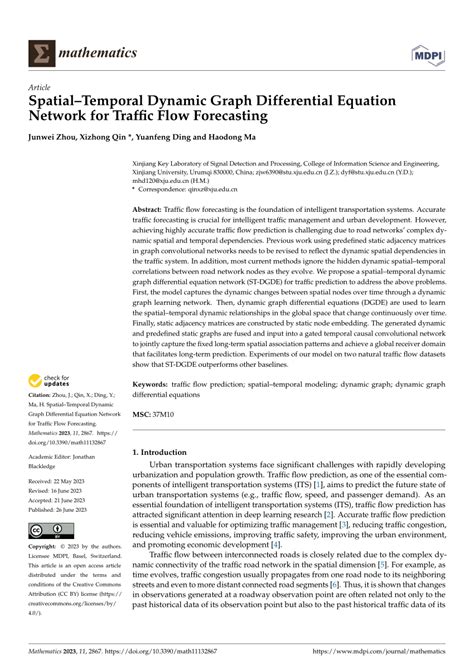 PDF SpatialTemporal Dynamic Graph Differential Equation Network For
