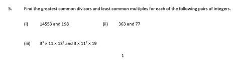 Solved Find The Greatest Common Divisors And Least Common