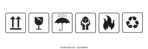 Fragile Package Icons Set Handle Care Stock Vector Royalty Free 2224186493 Shutterstock