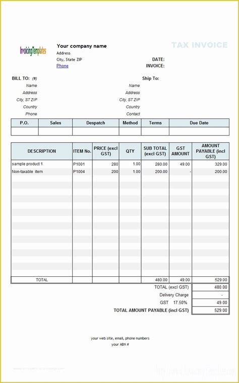 Quickbooks Templates Download Free Of Quickbooks Invoice Template Excel Heritagechristiancollege