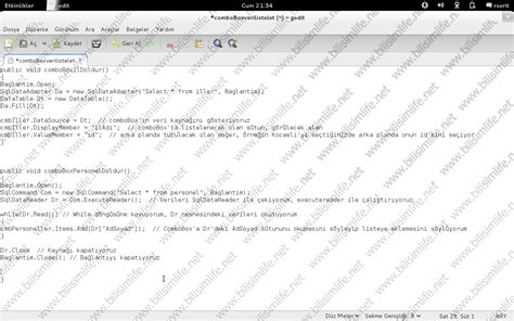Comboboxa Veritabanından Veri Çekme Programlama Biliş