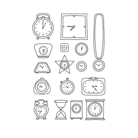 Premium Vector Clock Hand Drawn Doodle Illustrations Vector Set