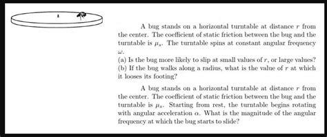 solved a bug stands on a horizontal turntable at distance r