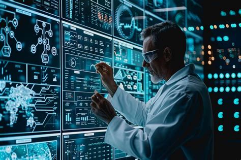 Scientist Is Using A High Tech Dashboard To Analyze Science And Research Data Technology