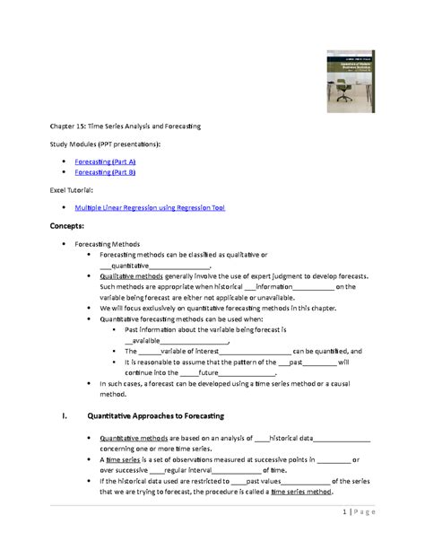 Ch15 Time Series Analysis And Forecasting Techniques Overview Studocu