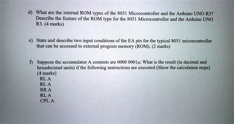 D What Are The Internal Rom Types Of The 8051 Microcontroller And The