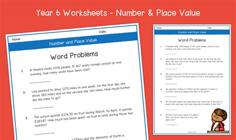 Year 6 Word Problems Worksheets Ks2 Number And Place Value Primary Maths