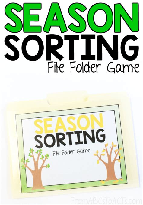 Season Sorting File Folder Game From Abcs To Acts