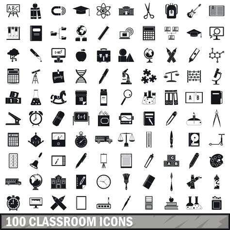 100 Classroom Icons Set Simple Style 8888079 Vector Art At Vecteezy
