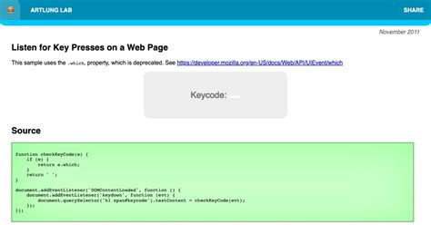 Get Keycode Via Javascript Artlung Lab