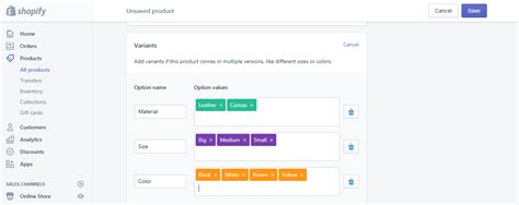 how to add variants to a brand new product on shopify