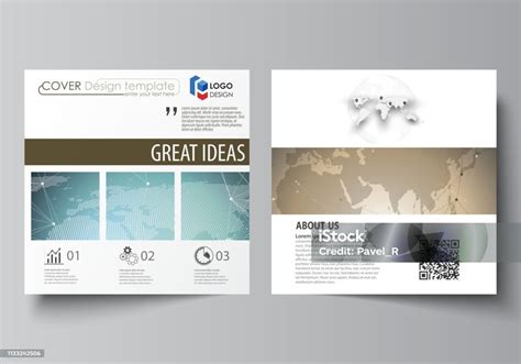 두 정사각형 형식의 편집 가능한 레이아웃의 최소한의 벡터 일러스트 레이 션 브로셔 전단지 책자에 대 한 디자인 서식 파일을