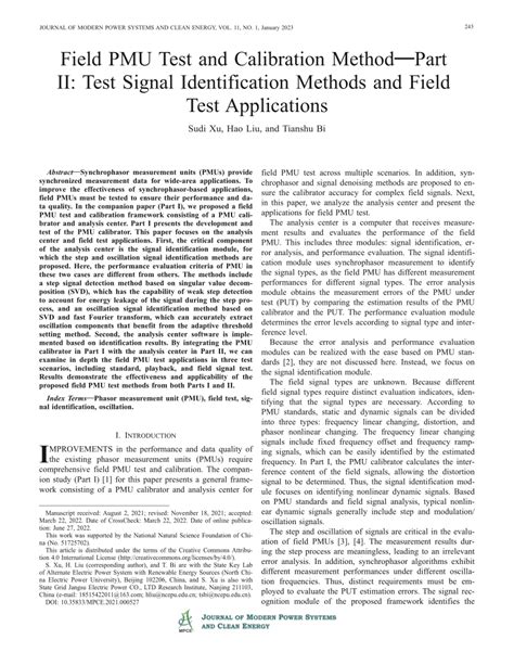 Pdf Field Pmu Test And Calibration Method—partii Test Signal Identification Methods And