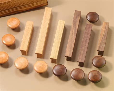 Solid Wood Cabinet Pulls Wood Drawer Knobs Handles Walnut Wood Door