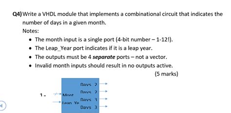 Solved Q4 Write A Vhdl Module That Implements A