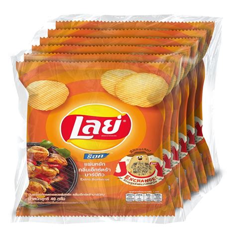 Lays Rock เลย์ ร็อค มันฝรั่งแท้ทอดกรอบ กลิ่นเอ็กซ์ตร้า บาร์บิคิว 40 กรัม แพ็ค 6 ถุง Shopee