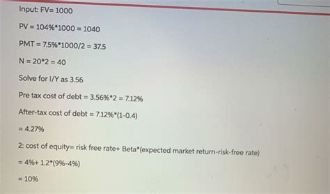 Solved Part C WACC And Capital Budgeting Calculate The Chegg Com