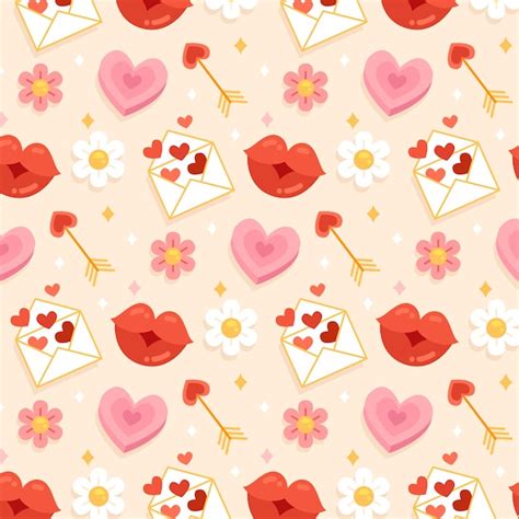 Free Vector Flat Design Groovy Love Pattern