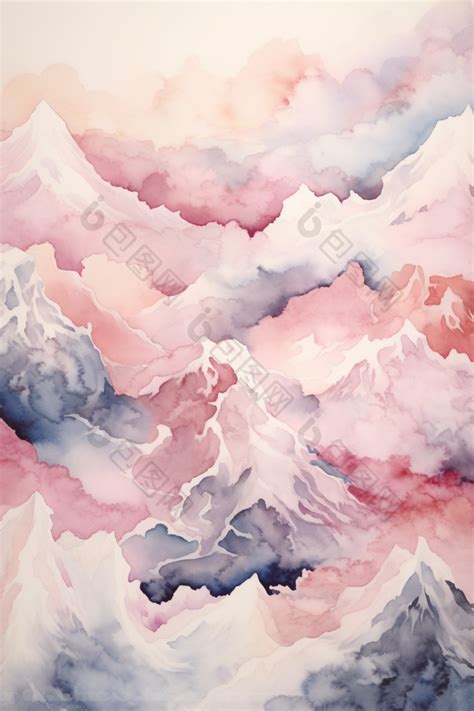 山峦叠嶂云海插画高清图片下载 包图网