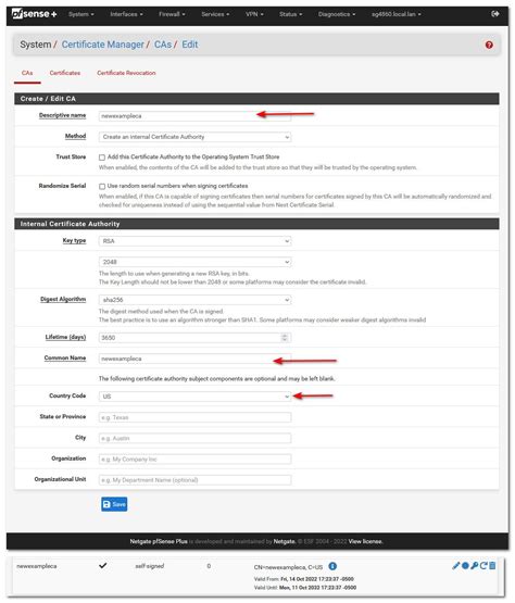Certificate Autority Netgate Forum