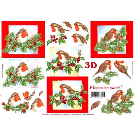 Christmas Robins And Berries Designs 3d Decoupage Craft Sheet