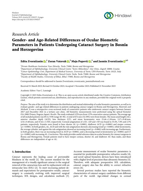 Pdf Gender And Age Related Differences Of Ocular Biometric Parameters In Patients Undergoing