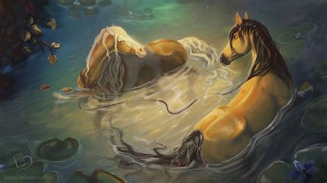 Download Spirit Stallion Of The Cimarron Horses In Water Wallpaper