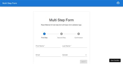 React Material Ui Step Form Codesandbox