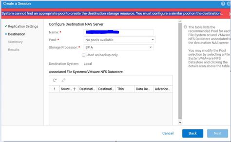 Dell Unity Local Replication Fails For NAS Server User Correctable Dell US