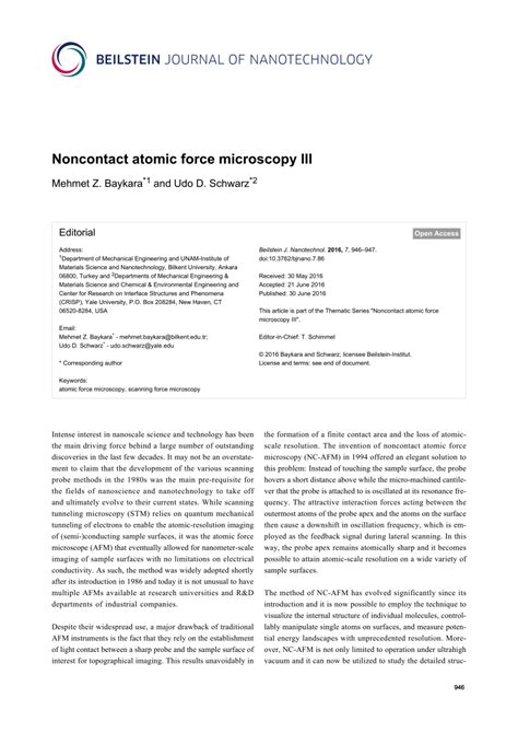 Pdf Noncontact Atomic Force Microscopy Iii