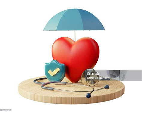 빨간 심장 모델 청진기 및 방패 보호 가족 보험 개념 어린이 건강 관리 클리핑 경로 3d 렌더링 건강관리와 의술에 대한 스톡 사진 및 기타 이미지 Istock