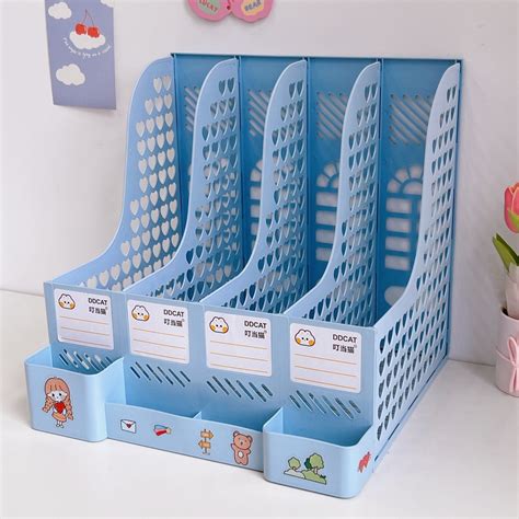 กล่องใส่แฟ้ม 4ช่อง ชั้นวางหนังสือ แฟ้มใส่เอกสาร แฟ้มจัดเก็บ ที่ใส่กระดาษa4 ที่ใส่ปากกา ที่ใส่