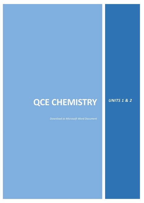 Qce Chemistry Units 1 And 2 Chemistry Year 11 Qce Thinkswap