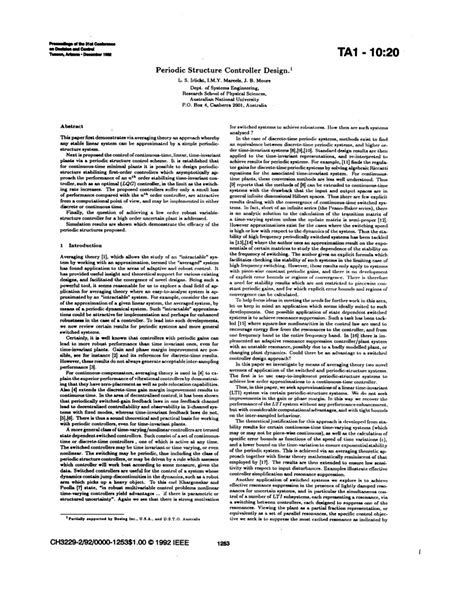 Pdf Periodic Structure Controller Design