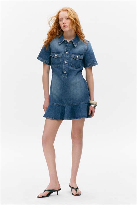 Denim Tunic Mini Dress Sunset Blue Dark Blue Monki Ww