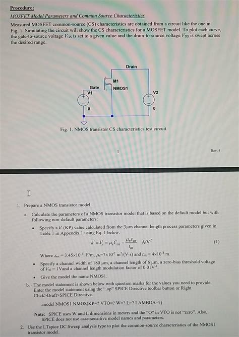 Solved Procedure MOSFET Model Parameters And Common Source Chegg Com