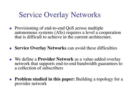 Ppt Topology Design For Service Overlay Networks With Bandwidth