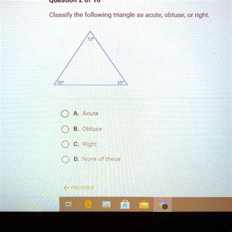 Classify The Following Triangle As Acute Obtuse Or Right Classify The Following Triangle As