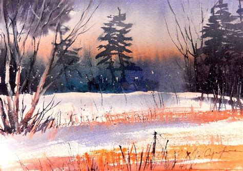 Зимний пейзаж рисунок гуашью 45 фото