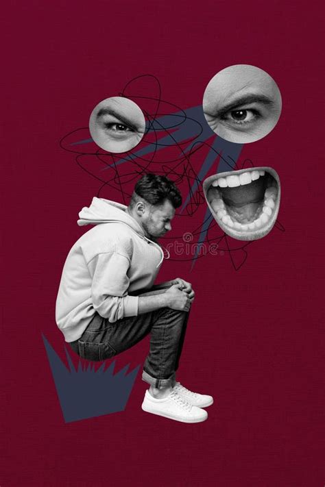 3d Photo Collage Template Trend Artwork Composite Of Weird Young Guy Jump Down Fragment Face