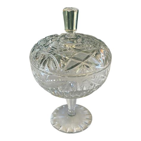 Mid Century Glass Pedestal Candy Dish With Lid Chairish