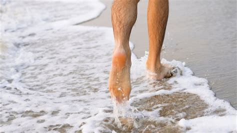 Man Feet Step On The Sea Wave Stock Image Image Of Leisure Relax