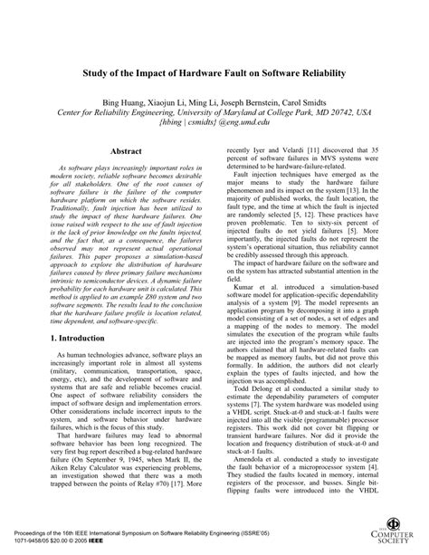 PDF Study Of The Impact Of Hardware Fault On Software Reliability