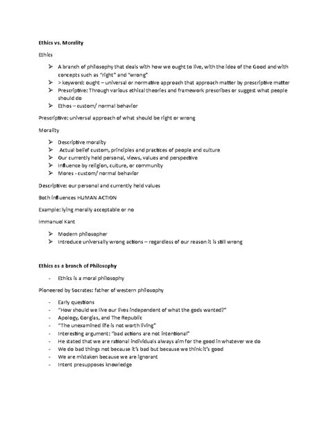 Ethics Vs Morality Ethics Vs Morality Ethics A Branch Of Philosophy That Deals With How We