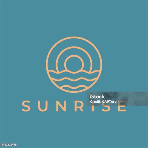 로고 태양과 파도 원 배지 모양 추상 일러스트레이션 일출 일몰 자연 개념 로고에 대한 스톡 벡터 아트 및 기타 이미지 로고 일출 아이콘 Istock